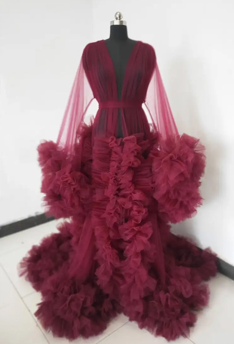 Sheer puffy tulle robe dress - FiveSix Media